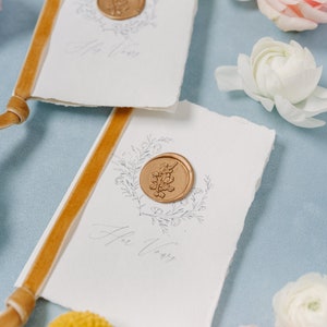 Calligraphy Fine Art Vow Books Wedding, Velvet Ribbon Wax Seal Vows | Set of 2 - Etsy