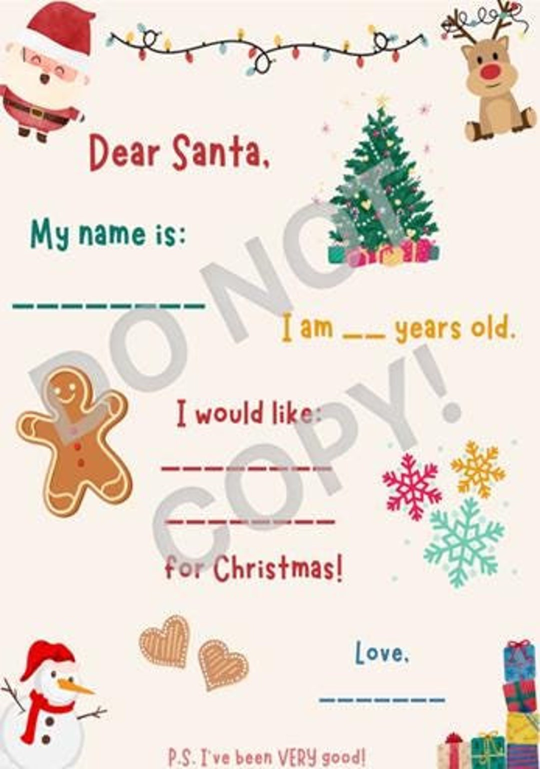 Adorable Printable Letter to Santa | Personalized Holiday Letter ...