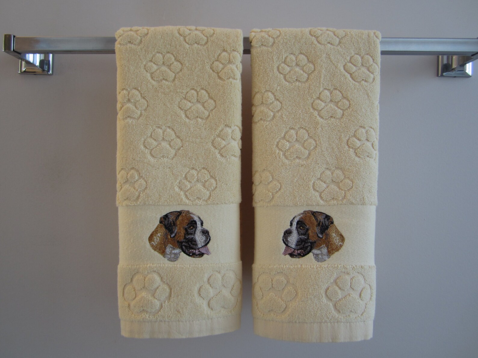 Boxer Embroidered Paw Print Hand Towel | Etsy