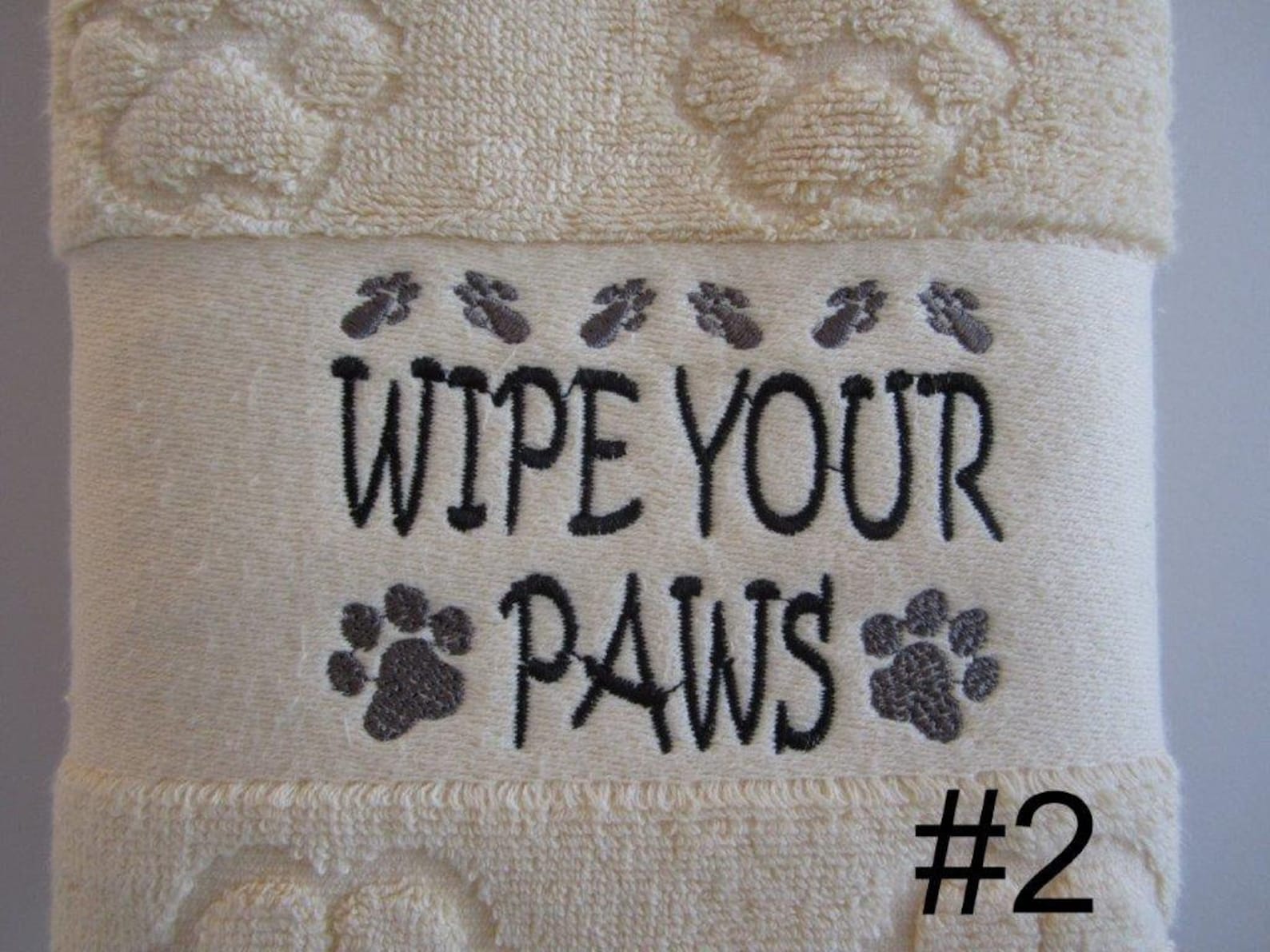 Wipe Your Paws Embroidered Paw Print Hand Towel - Etsy