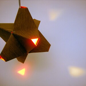 Paper Origami Lamp. Wood Grain and Orange. 24 Sides. (polyhedra ...