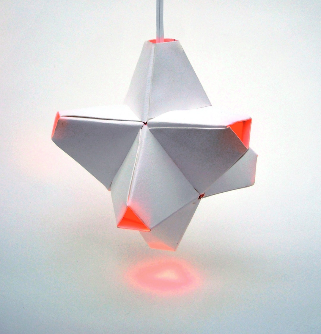 Paper Origami Lamp. White and Orange. 24 Sides. (polyhedra Luminaria ...