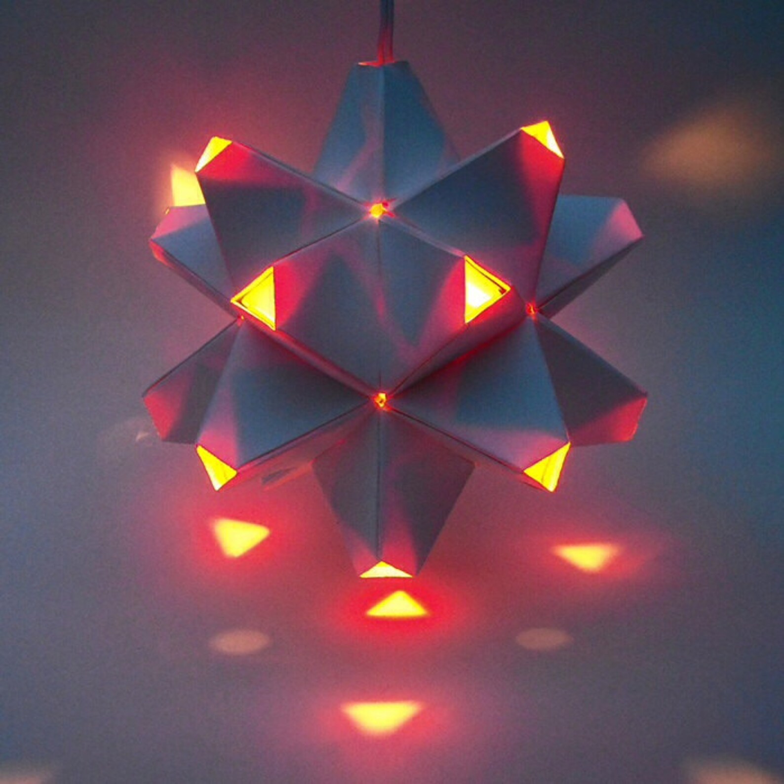 Paper Origami Lamp. White and Orange. 60 Sides. (polyhedra Luminaria ...