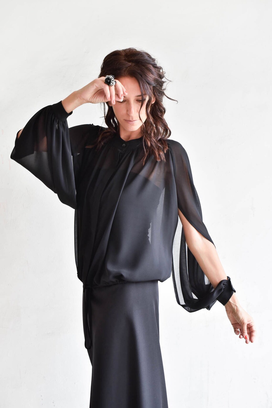 NEW COLLECTION Elegant Open Sleeves Chiffon Shirt by AAKASHA A90349 - Etsy
