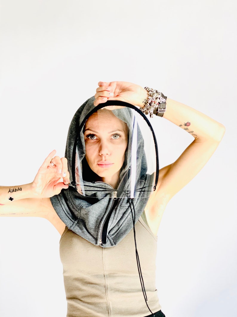 Hooded Cotton Face Shield Reusableanti Fog Shield Mask Face | Etsy