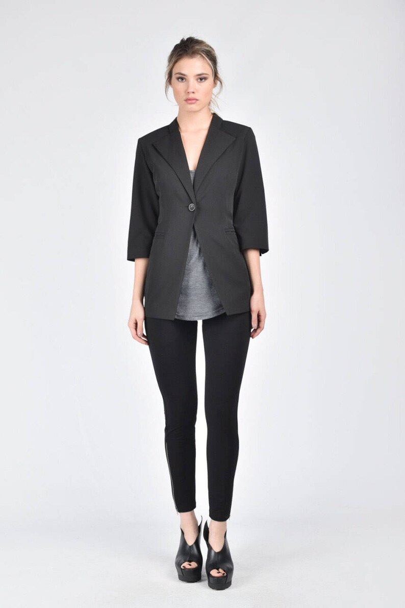 NEW Collection Black Cut Out Back Slim Blazer A10690 - Etsy