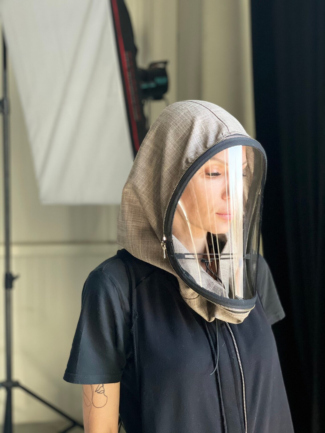 Linen Zipped Hooded Shield Full Face Covering With - Etsy