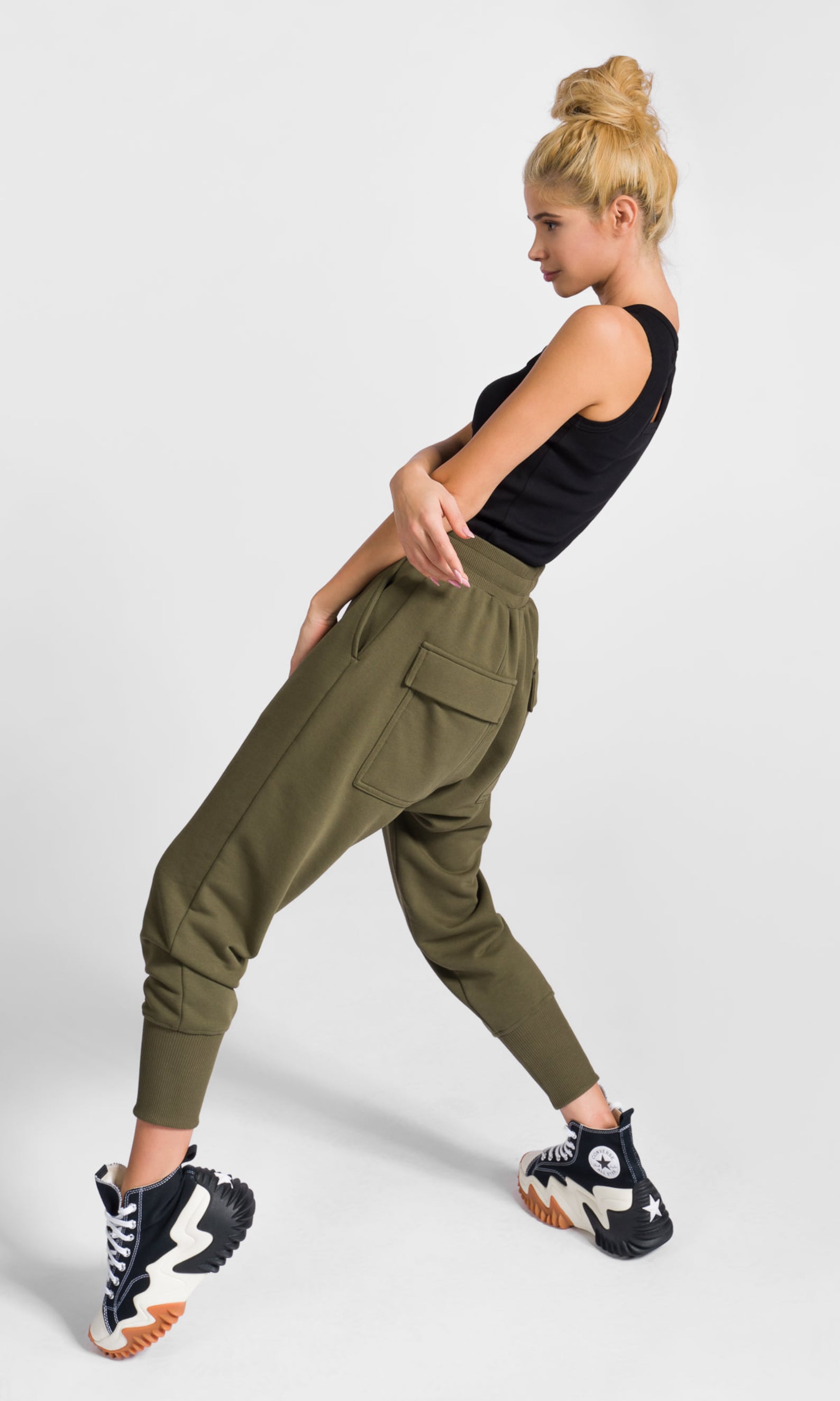 Drop Crotch Pants With Flap Pockets Elastic Waisline Relaxed Fit - Etsy
