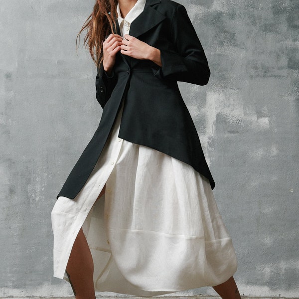 Black Blazer Asymmetrical - Etsy