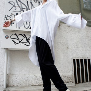 White Loose Shirt/ Asymmetric Shirt/ Oversize Summer Top A11107 - Etsy
