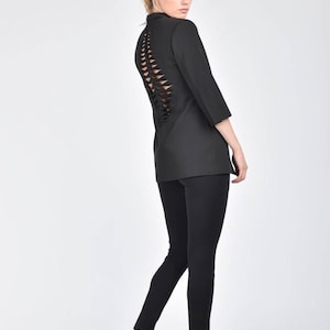 NEW Collection Black Cut Out Back Slim Blazer A10690 - Etsy