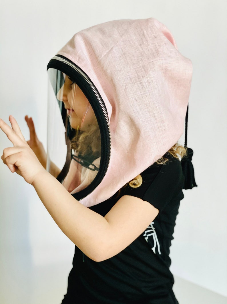 Fully Closed Hooded Kids Shiled Linen Hooded Face Shield - Etsy