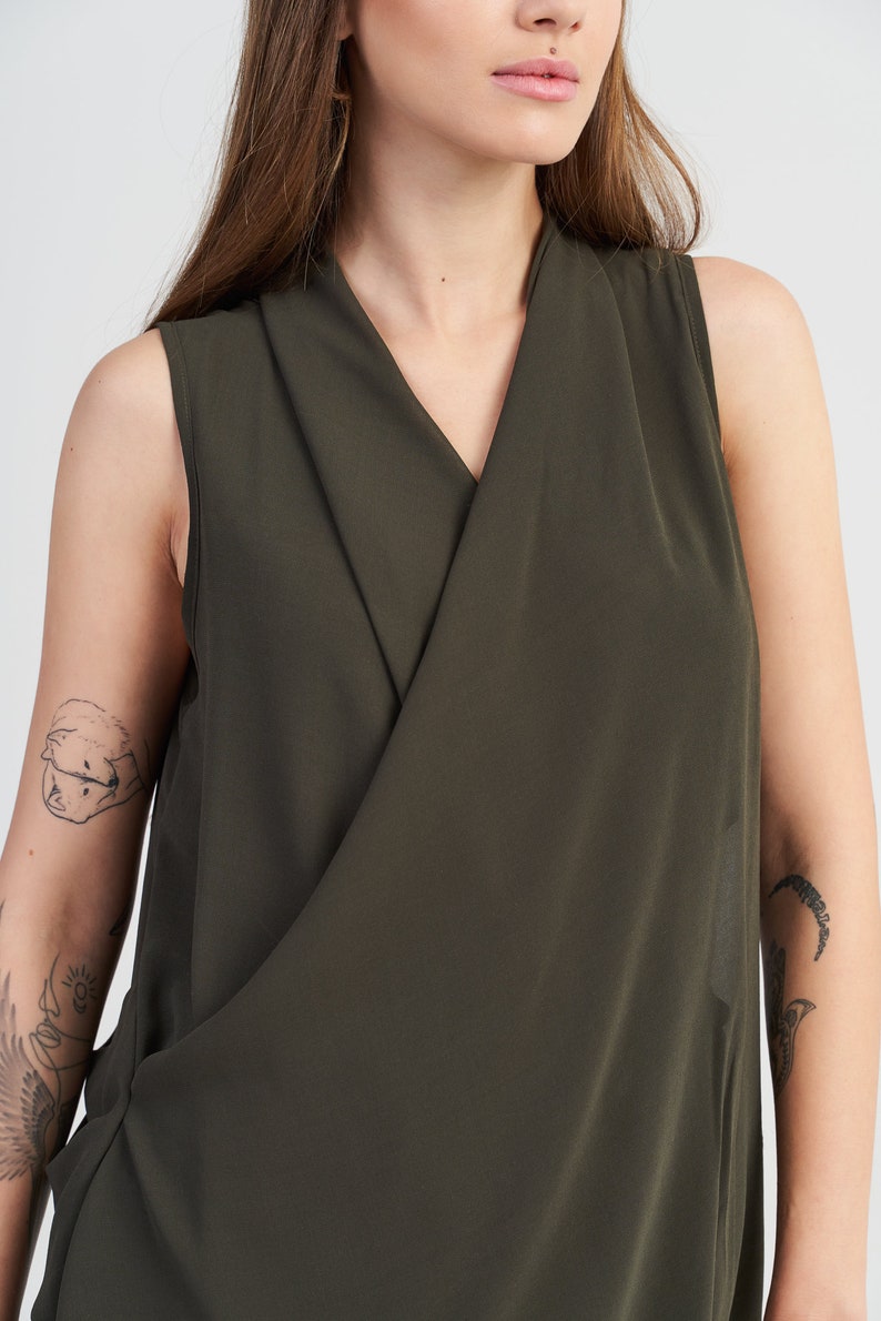 Sleeveless Top With Draped Back - Etsy