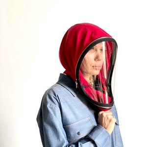 Linen Zipped Hooded Shield, Full Face Covering With Polycarbonate ...