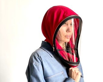 Linen Zipped Hooded Shield, Full Face Covering With Polycarbonate ...