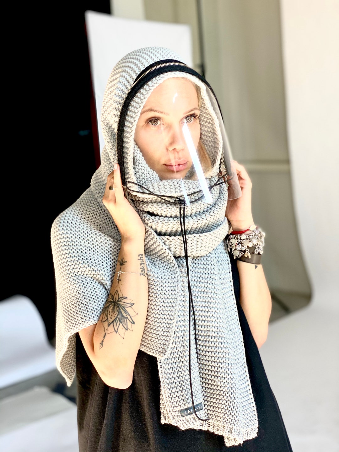 Face Shiled Covering Reusable Face Mask Warm Extra Long Shawl / All ...