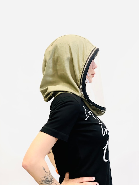 Linen Zipped Hooded Shield Full Face Covering With - Etsy