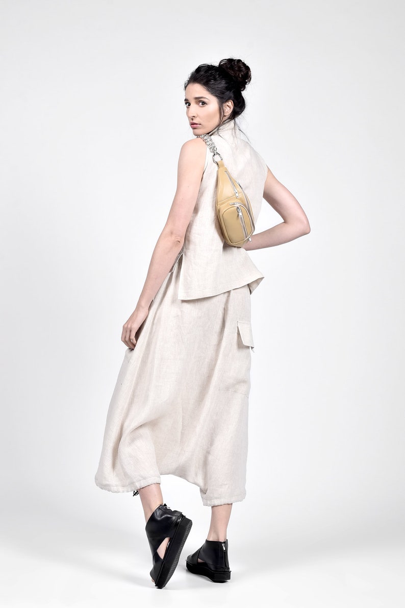 Linen Top & Harem Pants Set - Etsy
