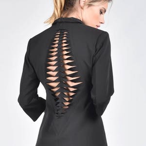 NEW Collection Black Cut Out Back Slim Blazer A10690 - Etsy