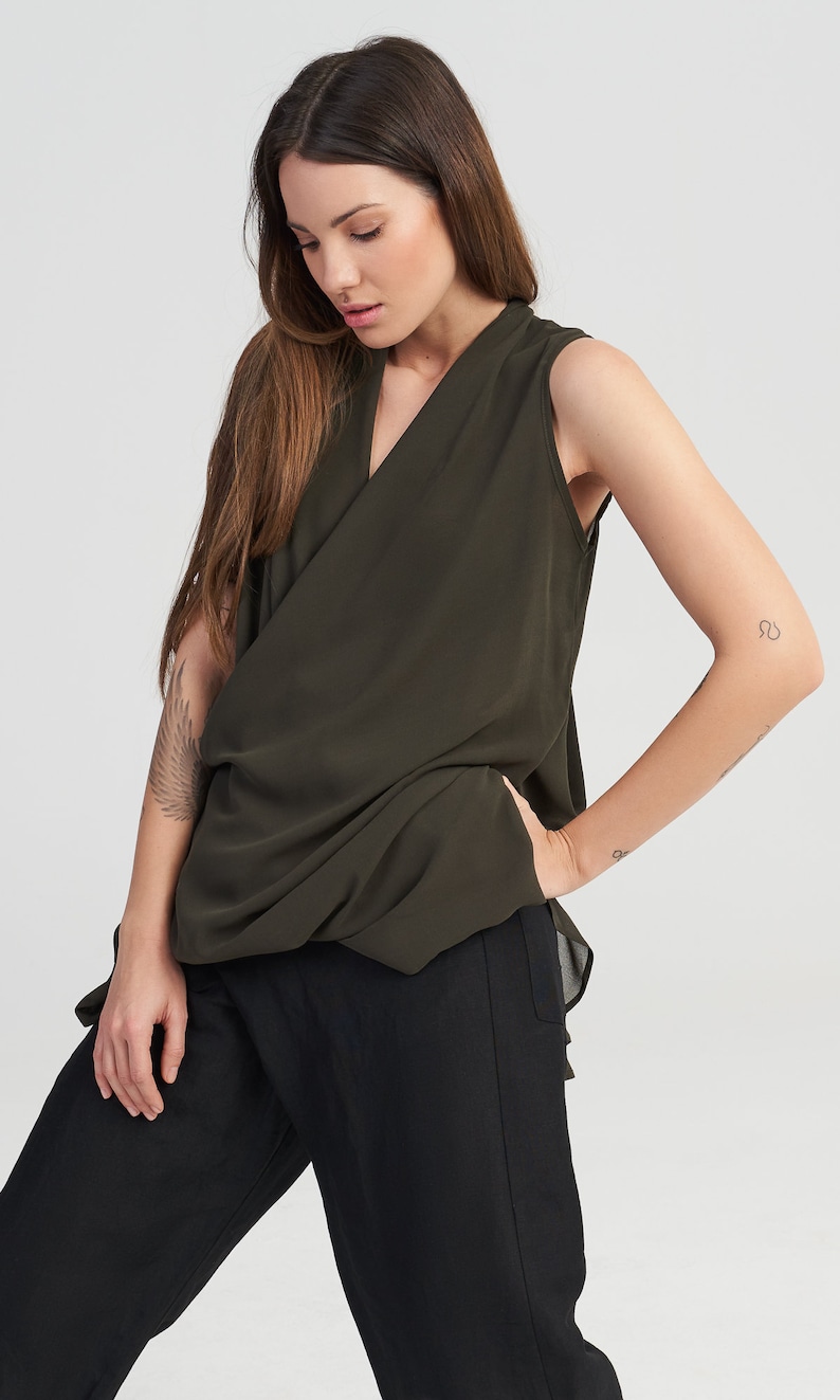 Sleeveless Top With Draped Back - Etsy