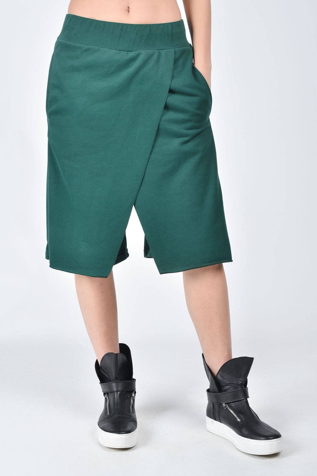 NEW Loose Casual Shorts / Dark Green Drop Crotch Harem Pants ...