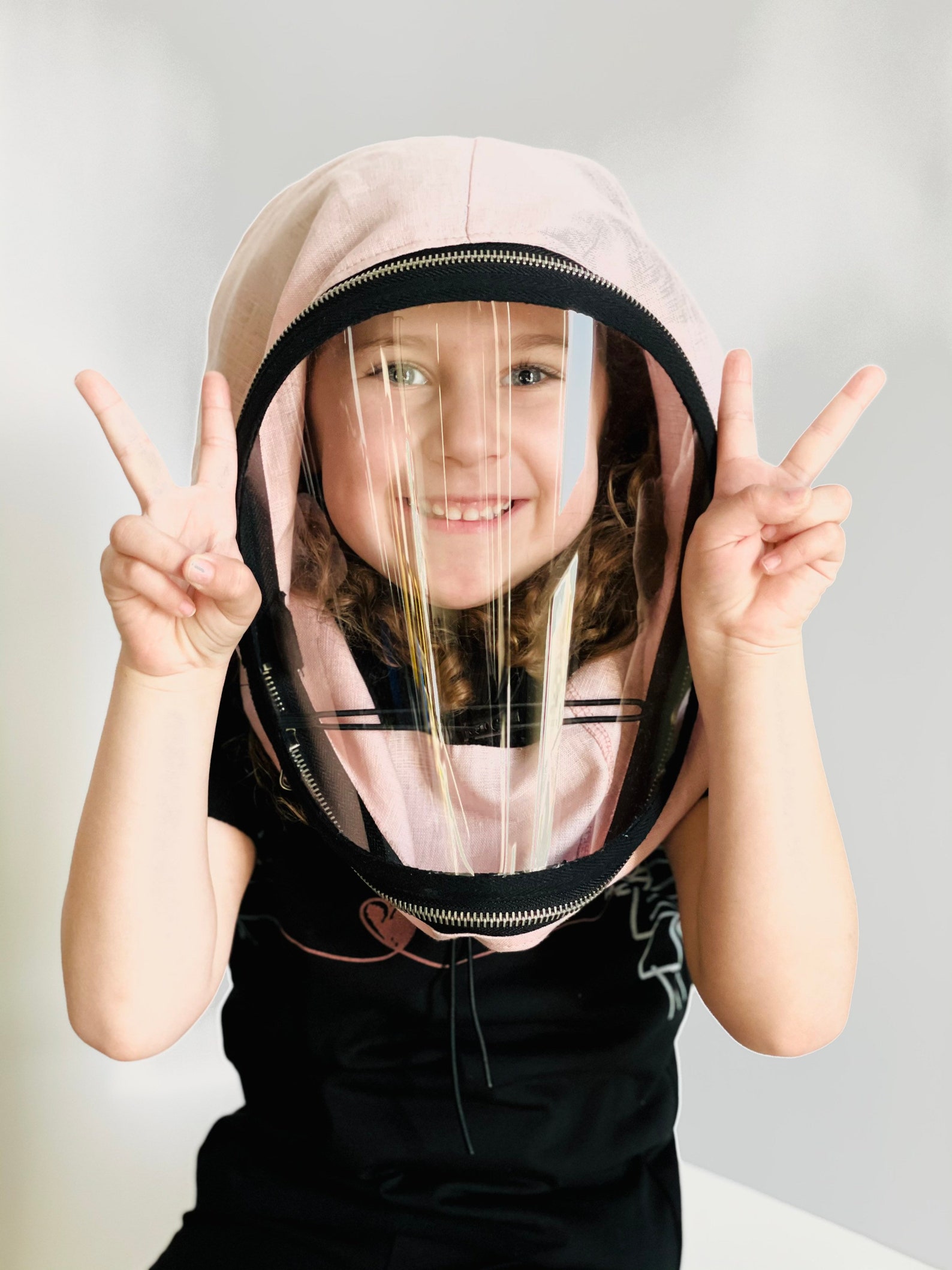 Fully Closed Hooded Kids Shiled Linen Hooded Face Shield | Etsy