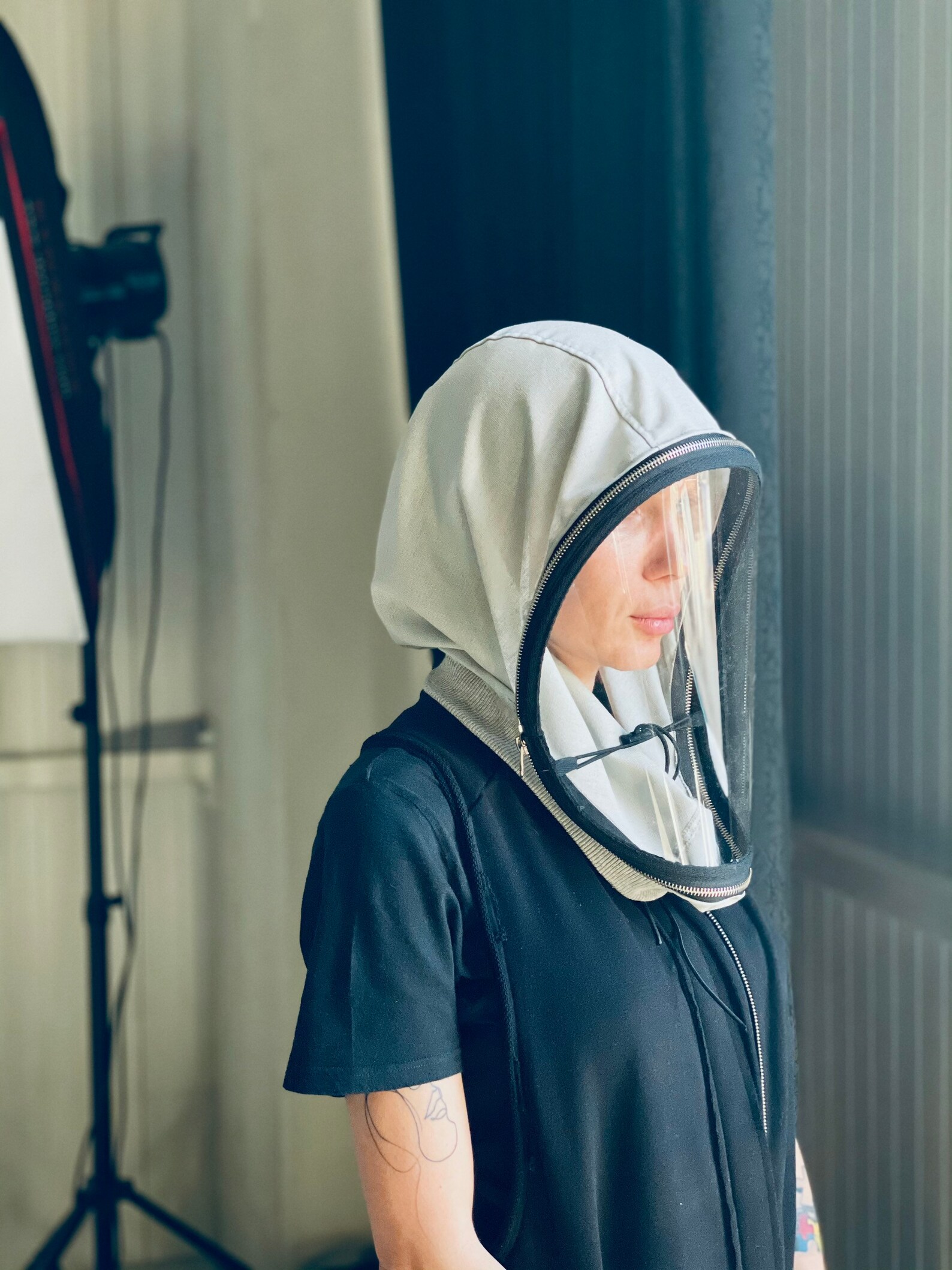 Linen Zipped Hooded Shield Full Face Covering With - Etsy