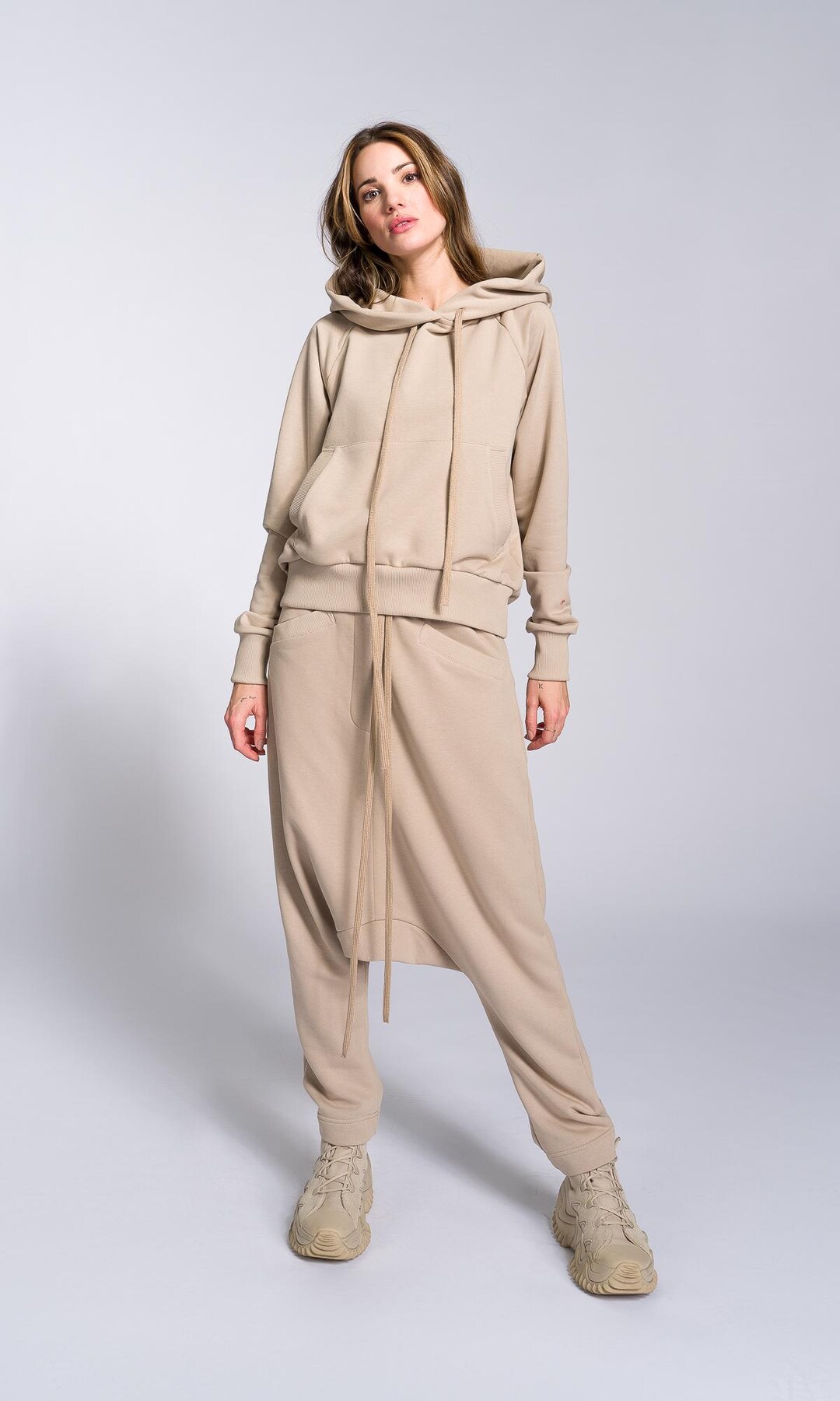 Deep Drop Crotch Cotton Pants Elastic Waitline With Pockets A92349 - Etsy