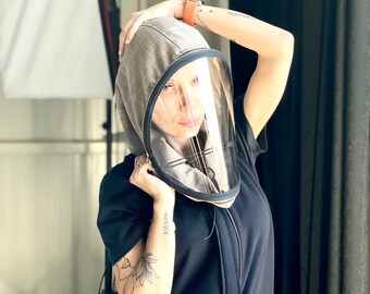 Linen Zipped Hooded Shield, Full Face Covering With Polycarbonate ...