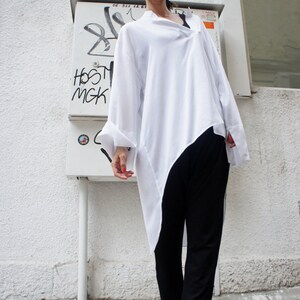 White Loose Shirt/ Asymmetric Shirt/ Oversize Summer Top A11107 - Etsy