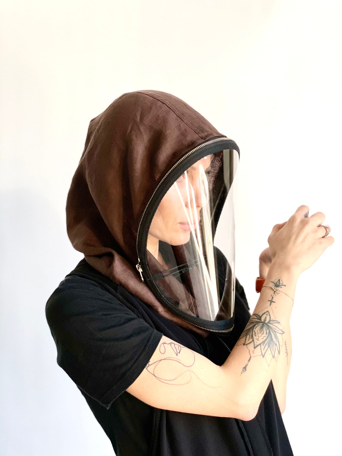 Linen Zipped Hooded Shield Full Face Covering With - Etsy