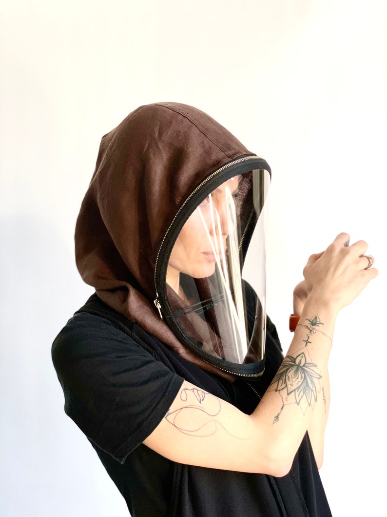 Linen Zipped Hooded Shield Full Face Covering With - Etsy