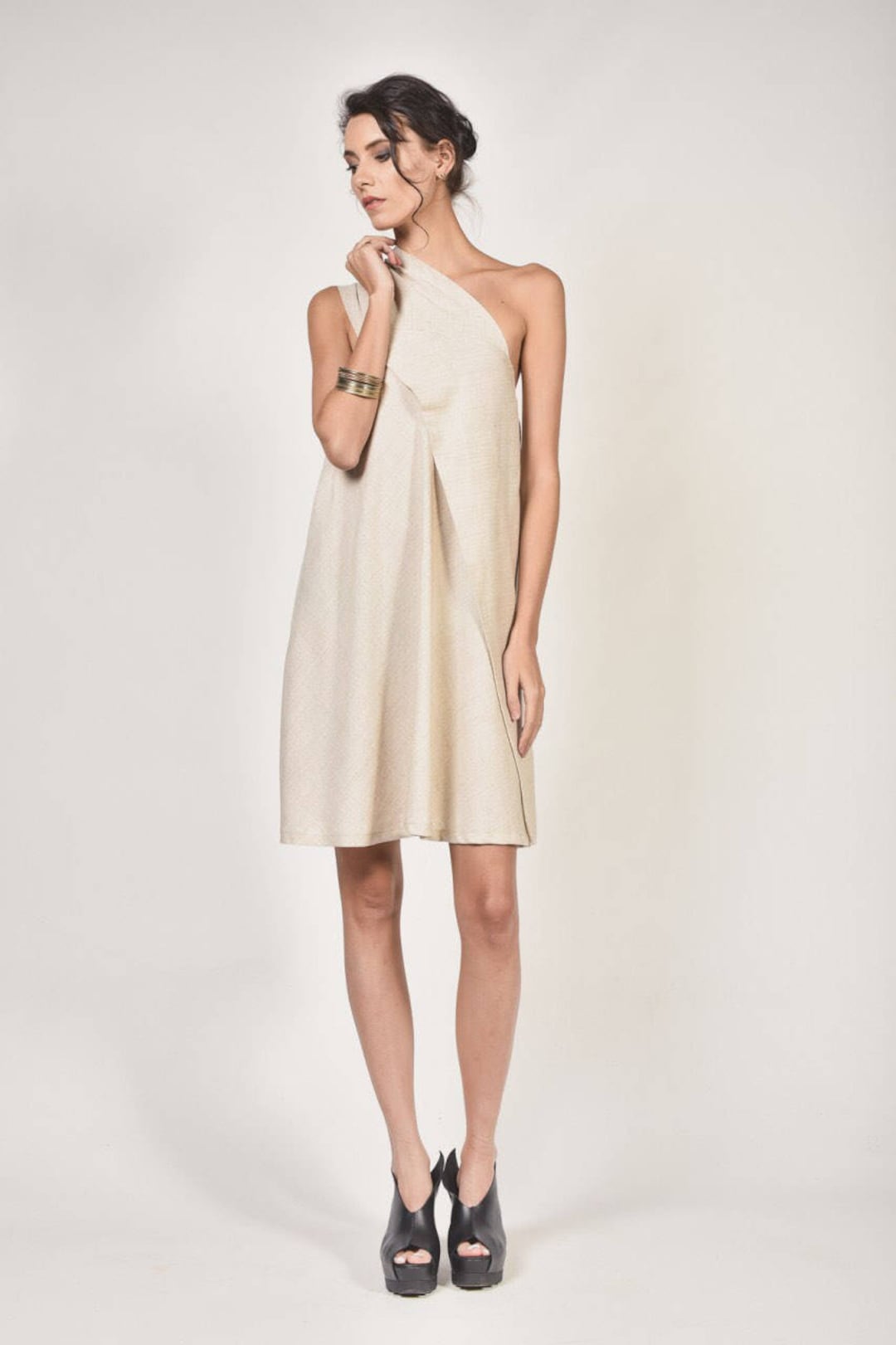 Mini Linen Dress for Summer Sexy Linen Dress One Shoulder Dress ...