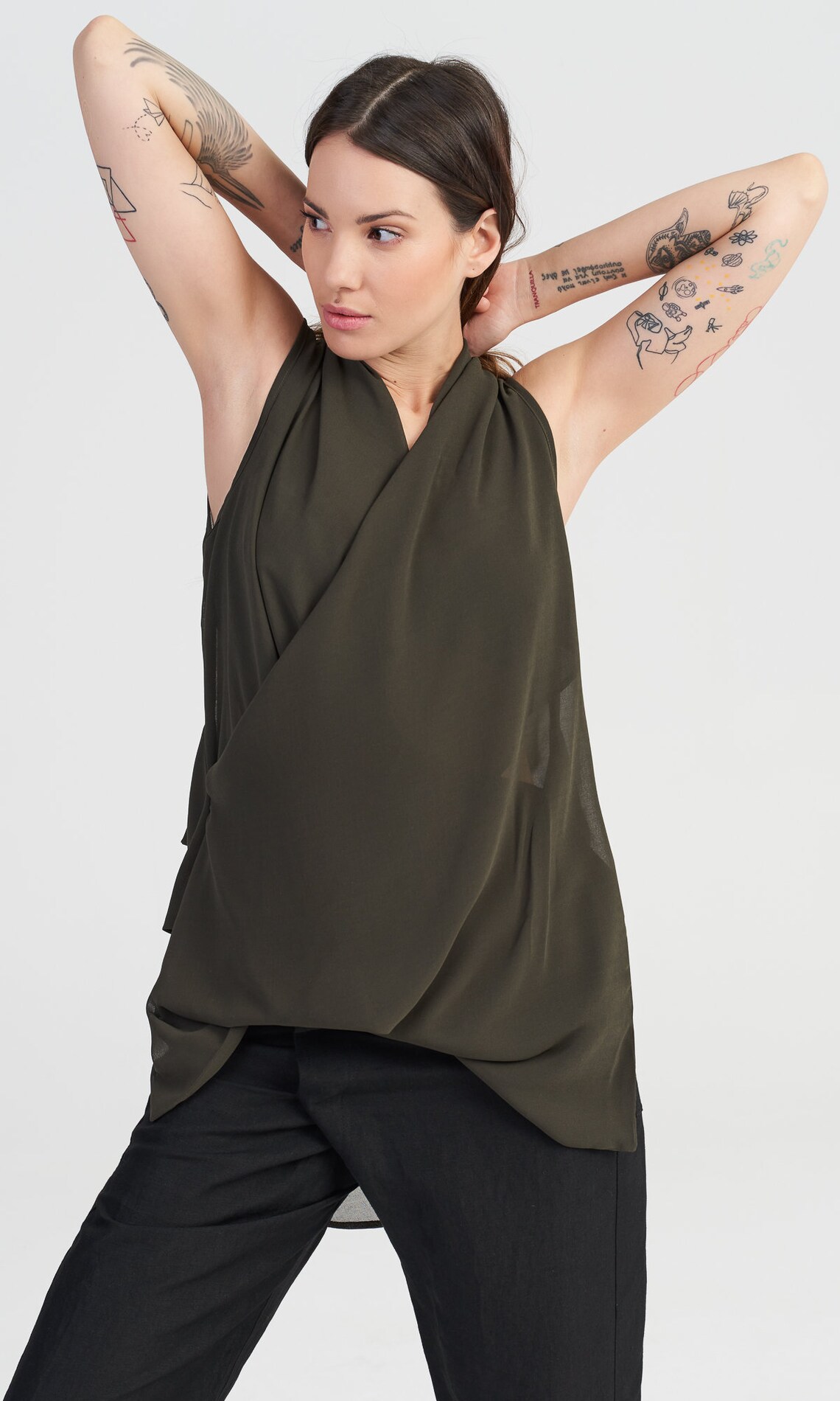 Sleeveless Top With Draped Back - Etsy