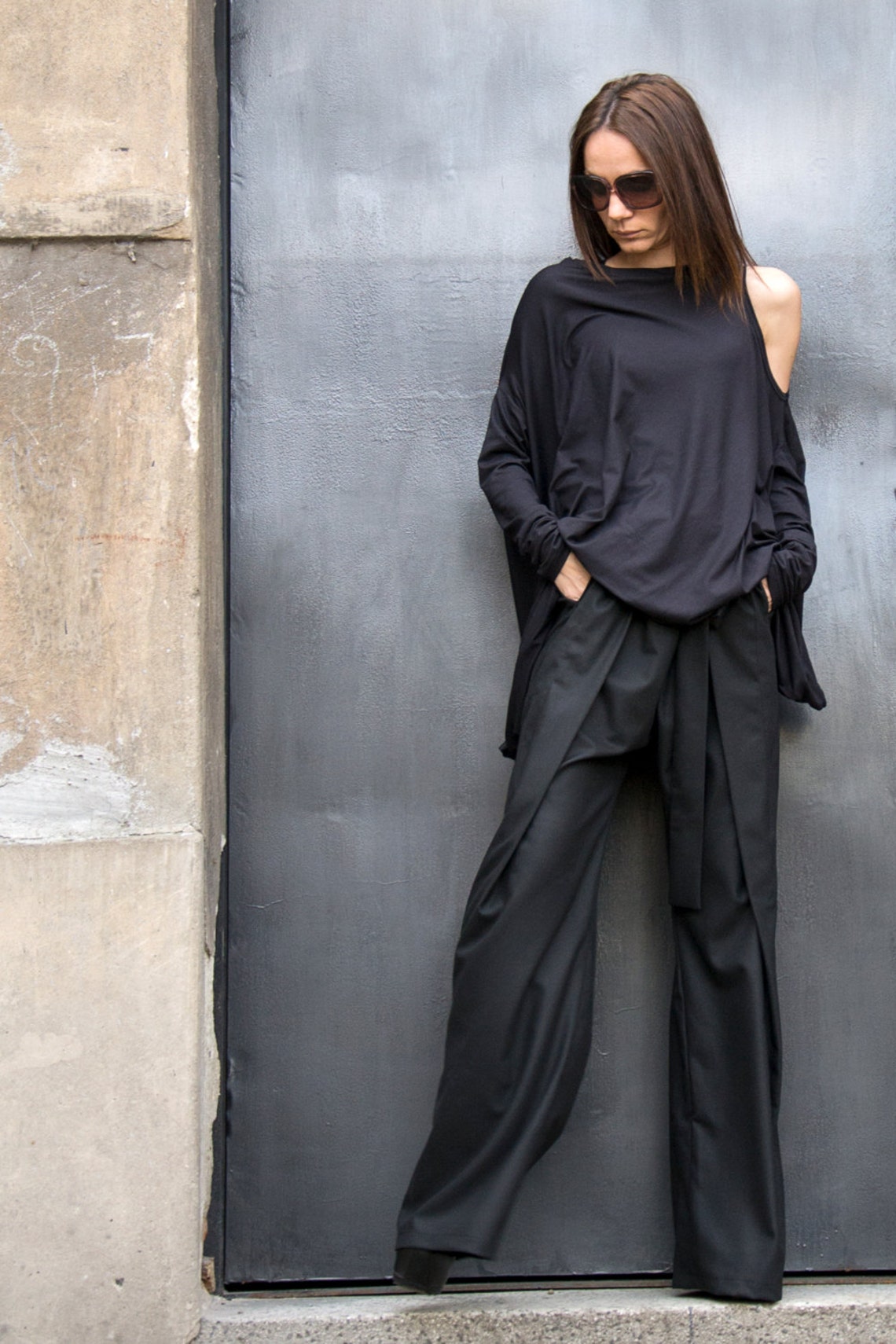 NEW Loose Black Pants / Wide Leg Pants Spring Extravagant Collection ...