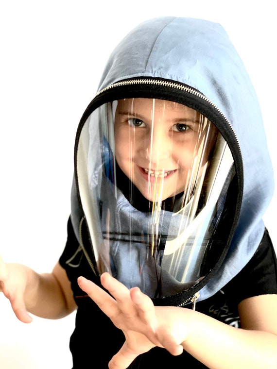 Fully Closed Hooded Kids Shiled Linen Hooded Face Shield - Etsy