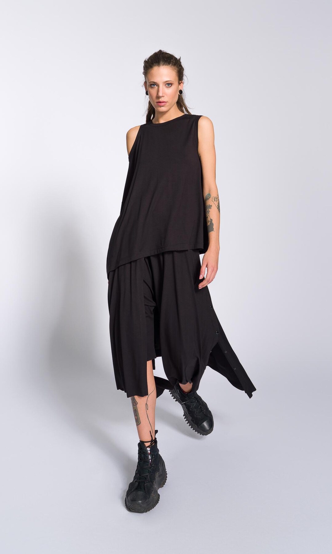 Two-piece Set of Cape Pants and One Sleeve Top Relaxed Fet - Etsy