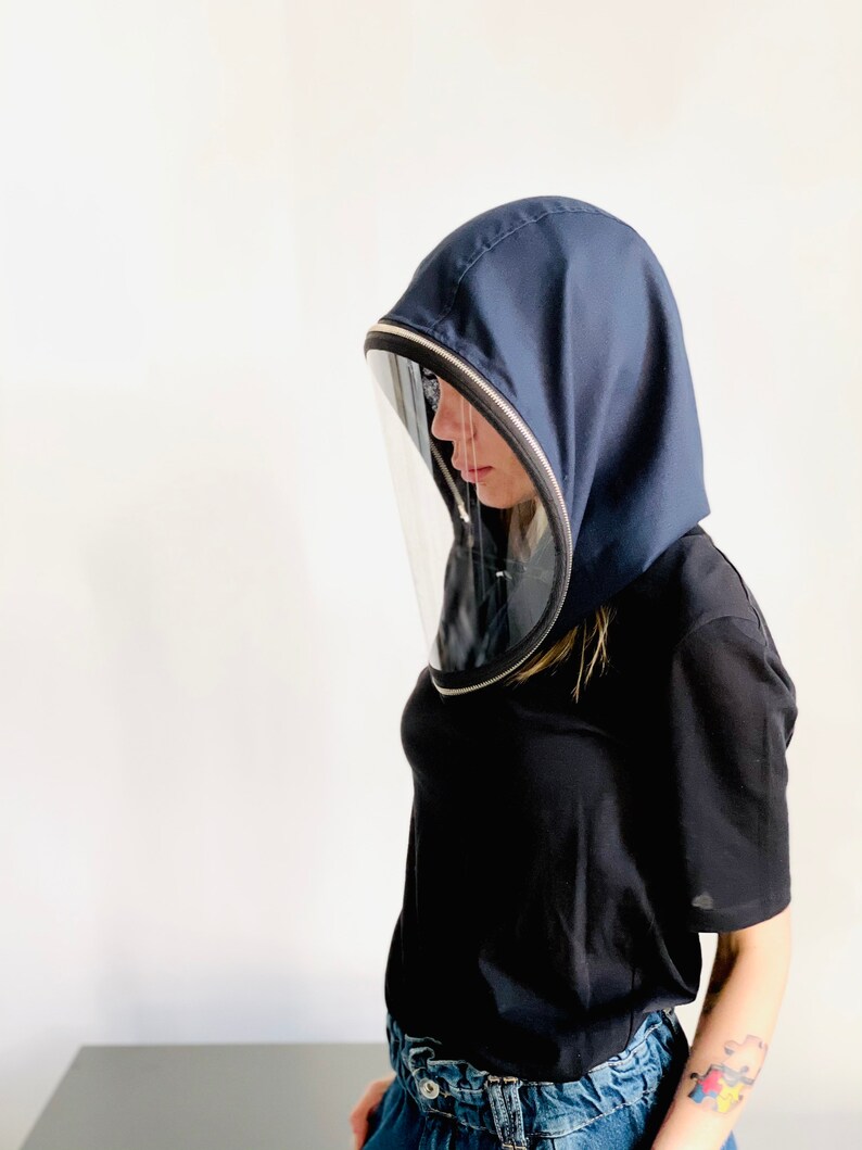 Linen Zipped Hooded Shield Full Face Covering With - Etsy