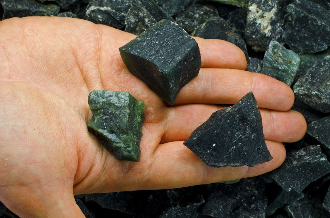 Fantasia Materials: 1 Lb Deep Green Serpentine Rough - Raw Natural ...