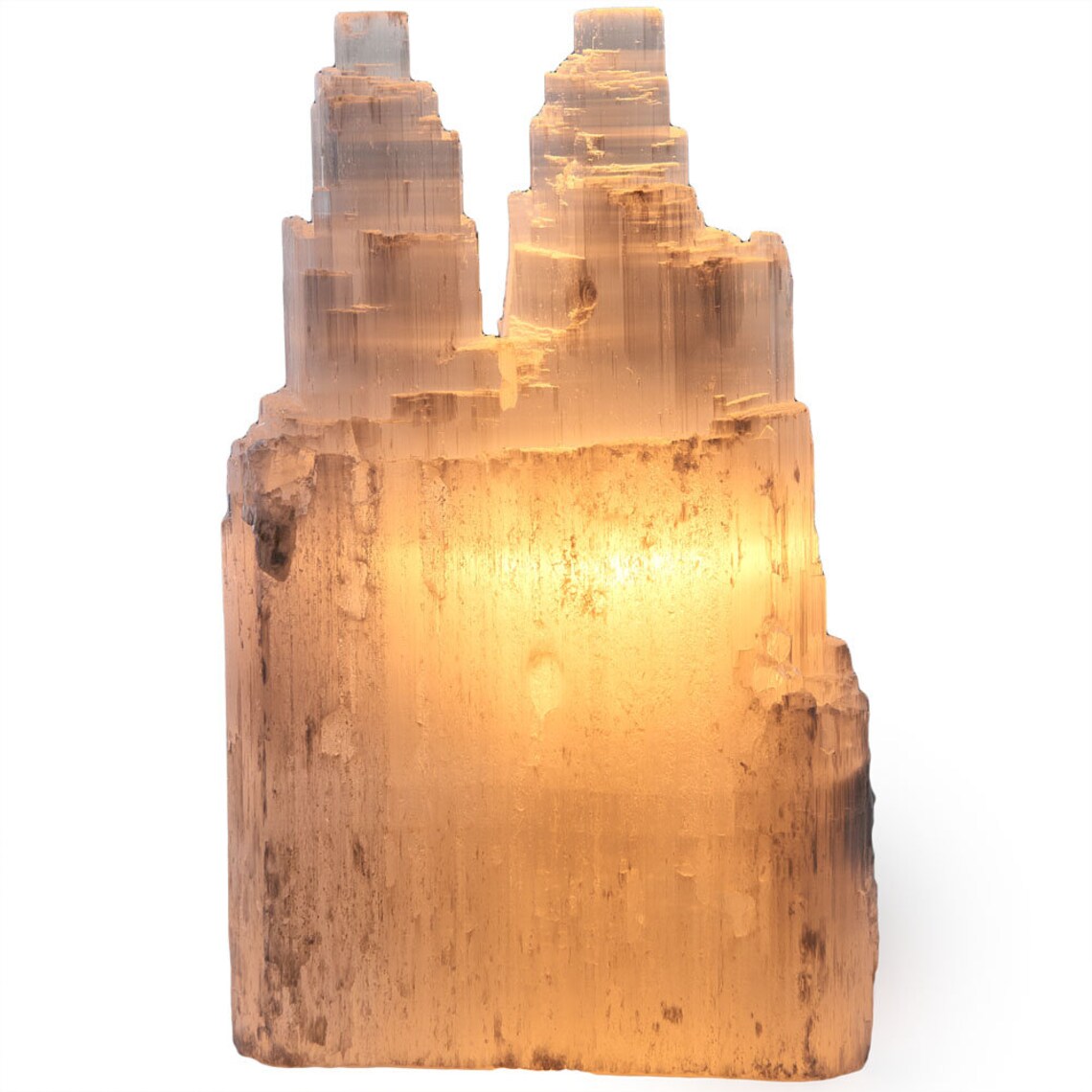Fantasia Lighting: Handcrafted Natural Selenite Double Skyscraper Lamp ...