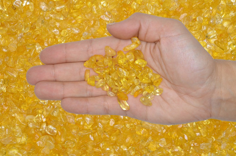 Fantasia Materials: 1 Lb of Tumbled Dyed Yellow Crystal Chip Size ...