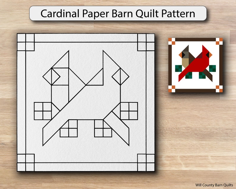 Cardinal Paper Printed Barn Quilt Pattern (sizes) - Etsy