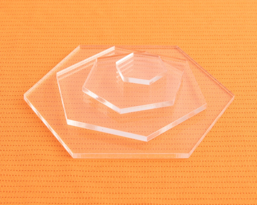 5 Clear Acrylic Hexagons (sizes) - Etsy