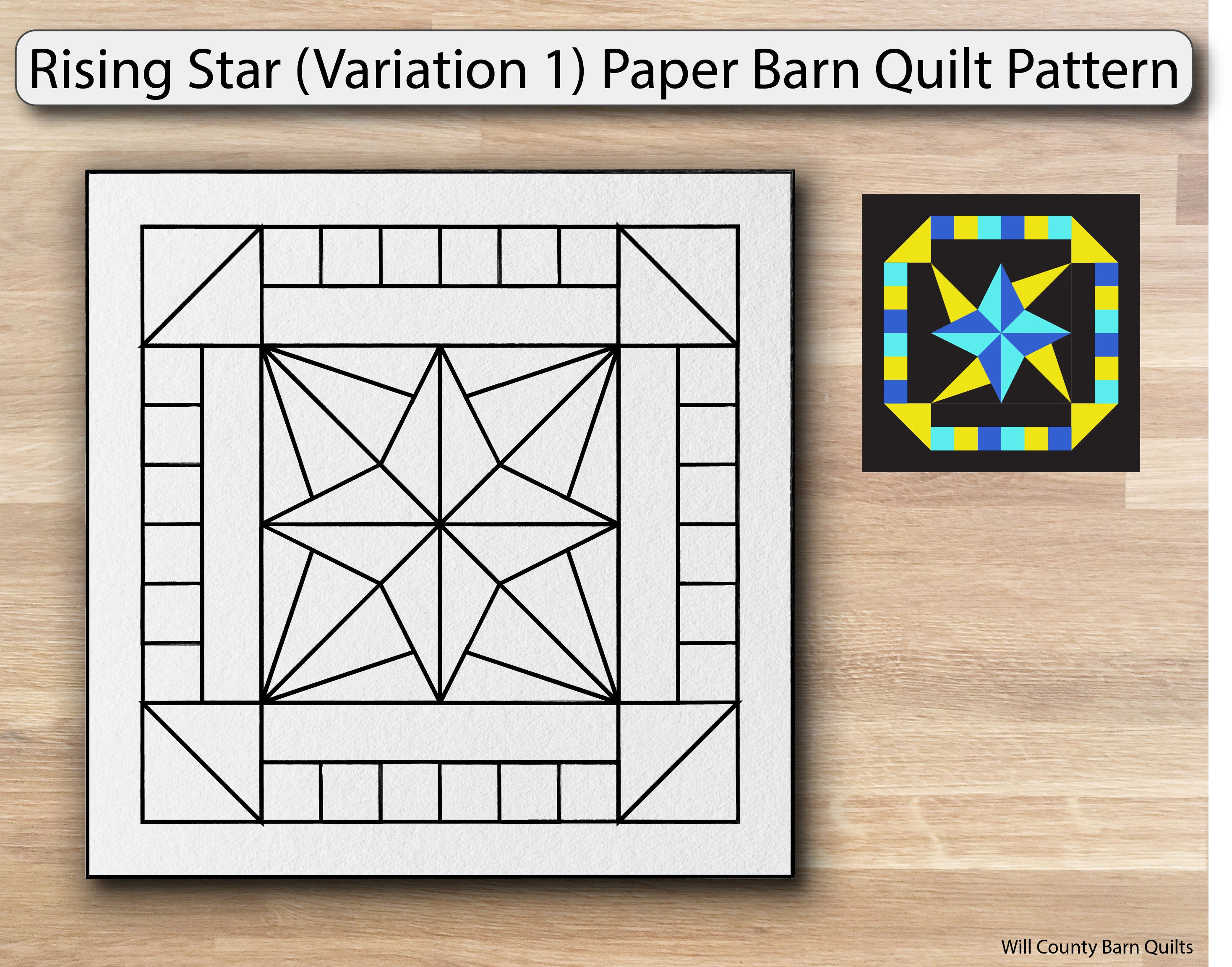 Rising Star variation 1 Paper Printed Barn Quilt Pattern - Etsy