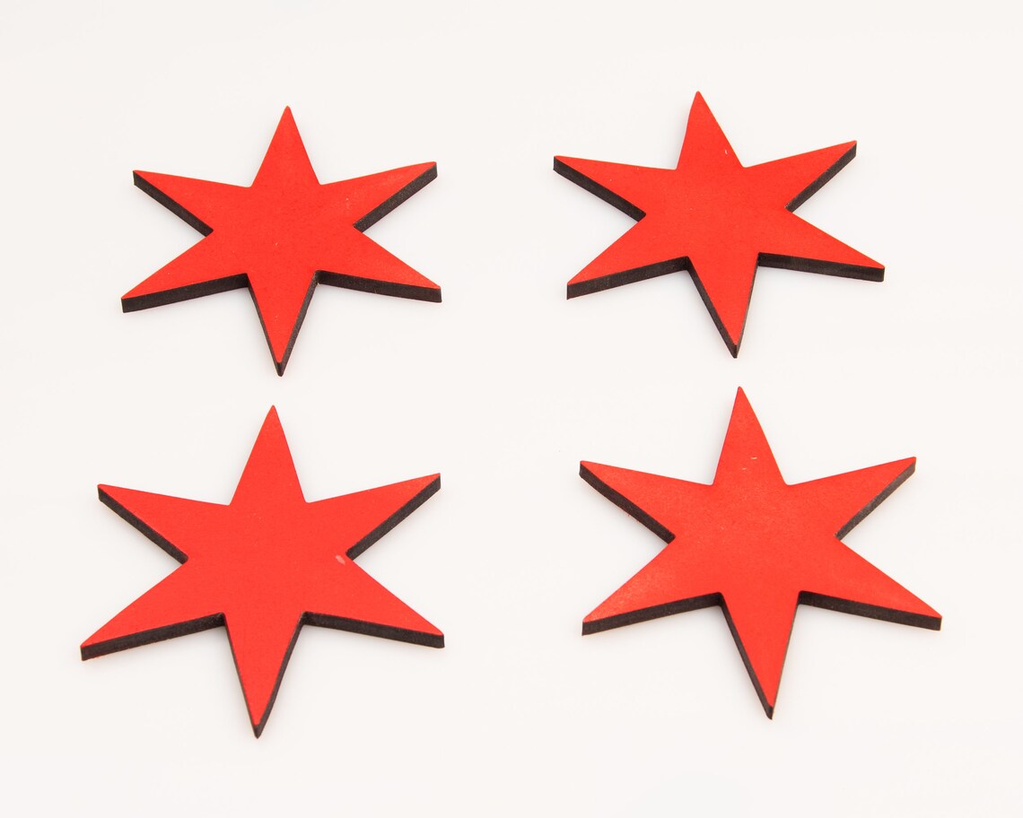 Set of 4 Chicago Flag 6 Pointed Stars | Etsy