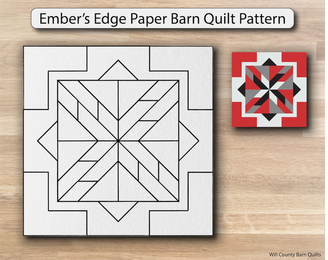 Ember's Edge Paper Printed Barn Quilt Pattern (sizes) - Etsy