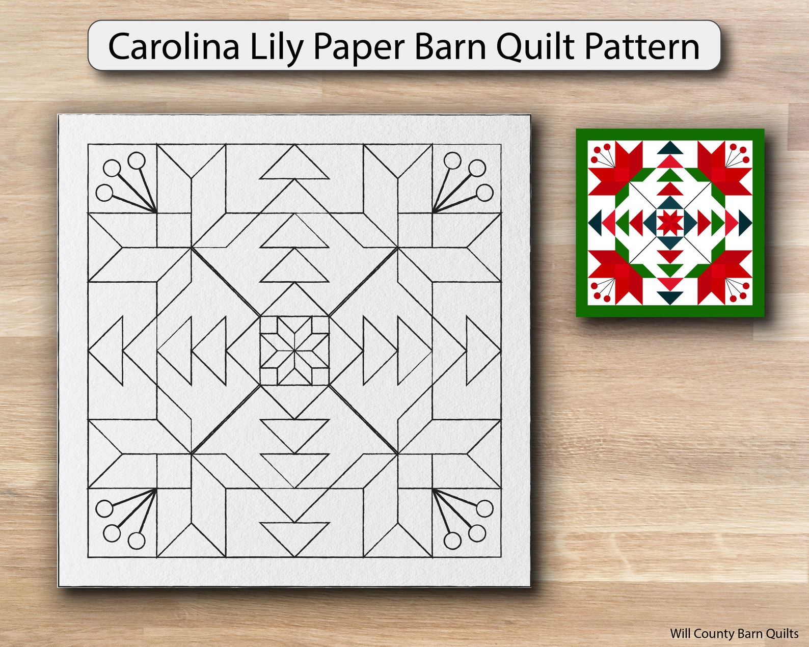 Carolina Lily Paper Printed Barn Quilt Pattern sizes - Etsy