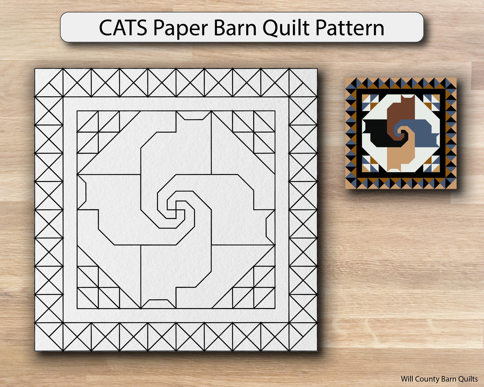 CATS Paper Printed Barn Quilt Pattern sizes - Etsy