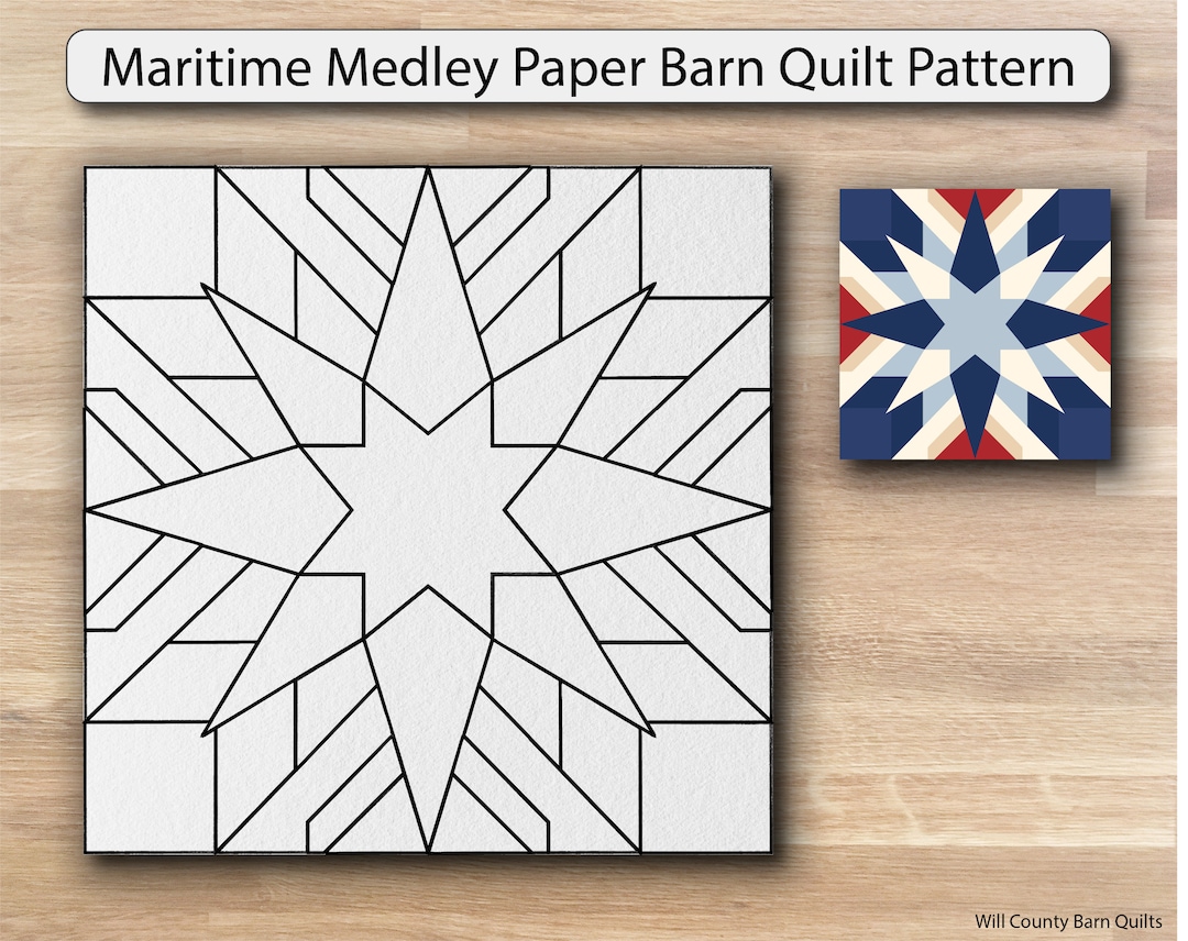 Maritime Medley Paper Printed Barn Quilt Pattern (sizes) - Etsy