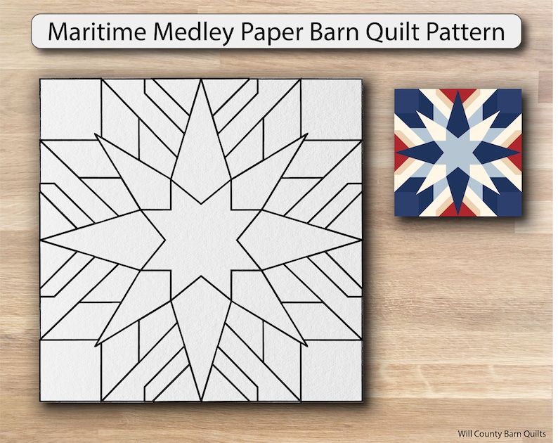 Maritime Medley Paper Printed Barn Quilt Pattern (sizes) - Etsy
